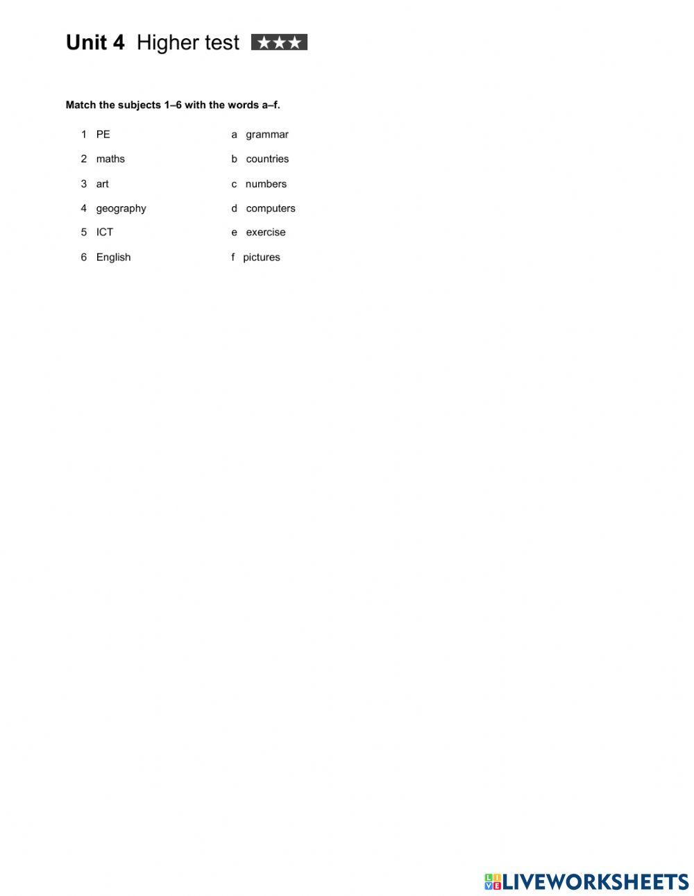 5th grade Unit 4 Test 3 worksheet | Live Worksheets