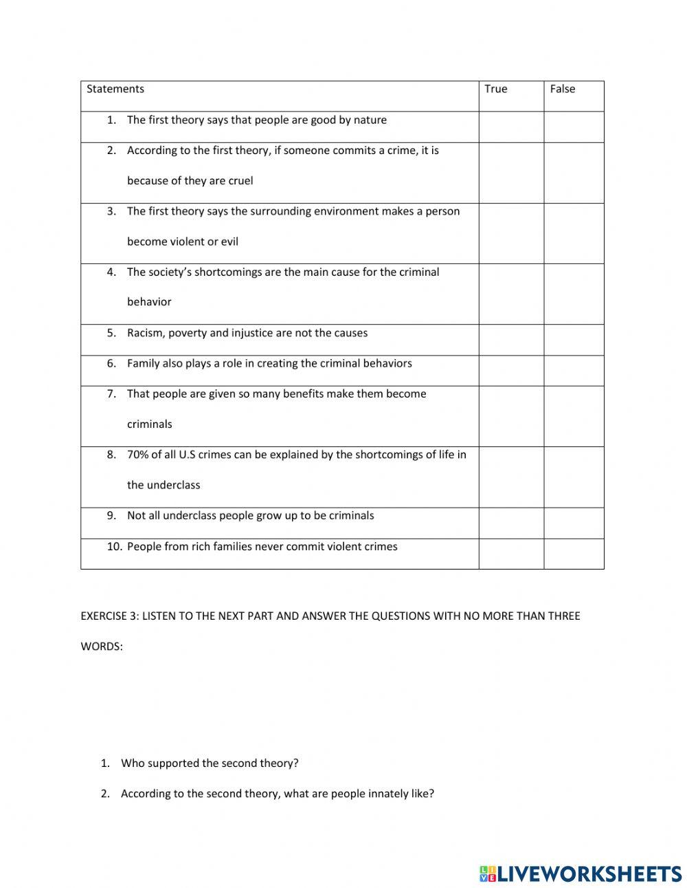 Crime and Violence online exercise for | Live Worksheets