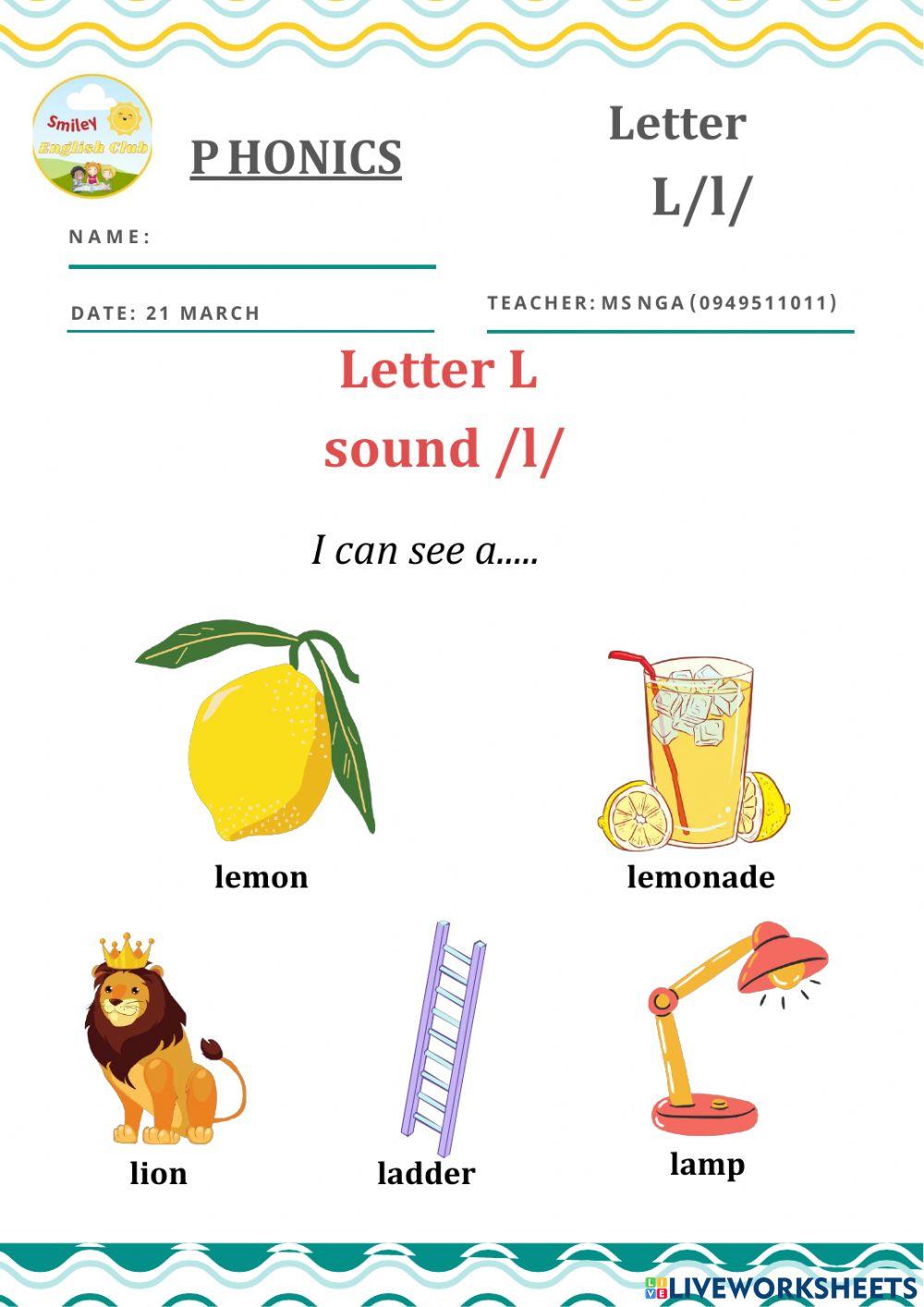 Letter L-l- worksheet | Live Worksheets