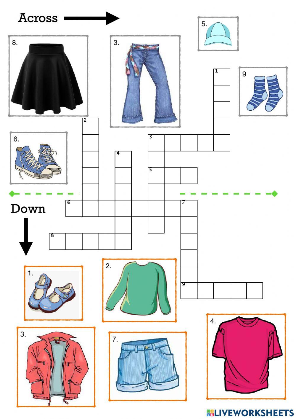 Clothes online exercise for primary | Live Worksheets