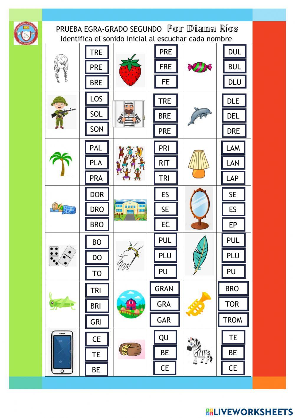 Prueba egra worksheet | Live Worksheets