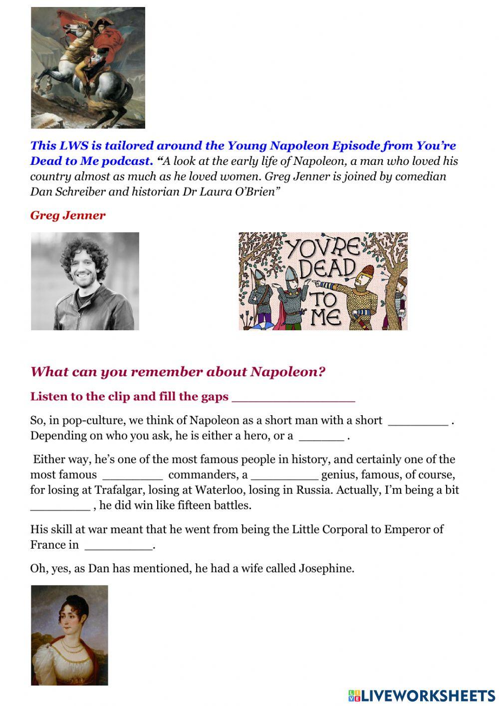 Young Napoleon Part 1 worksheet | Live Worksheets