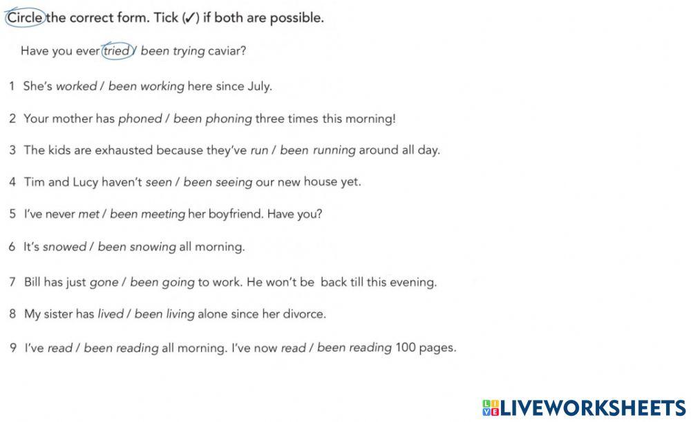 B2 Grammar - Present Perfect Simple and Continuous -ex. A online ...
