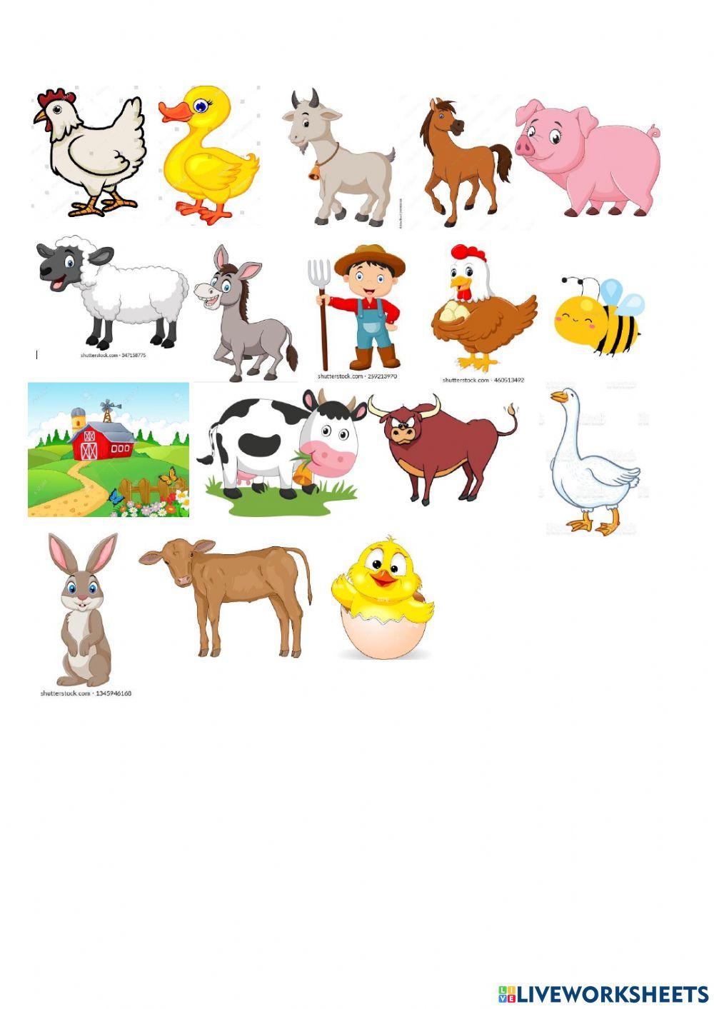Farm animals online exercise for kids | Live Worksheets
