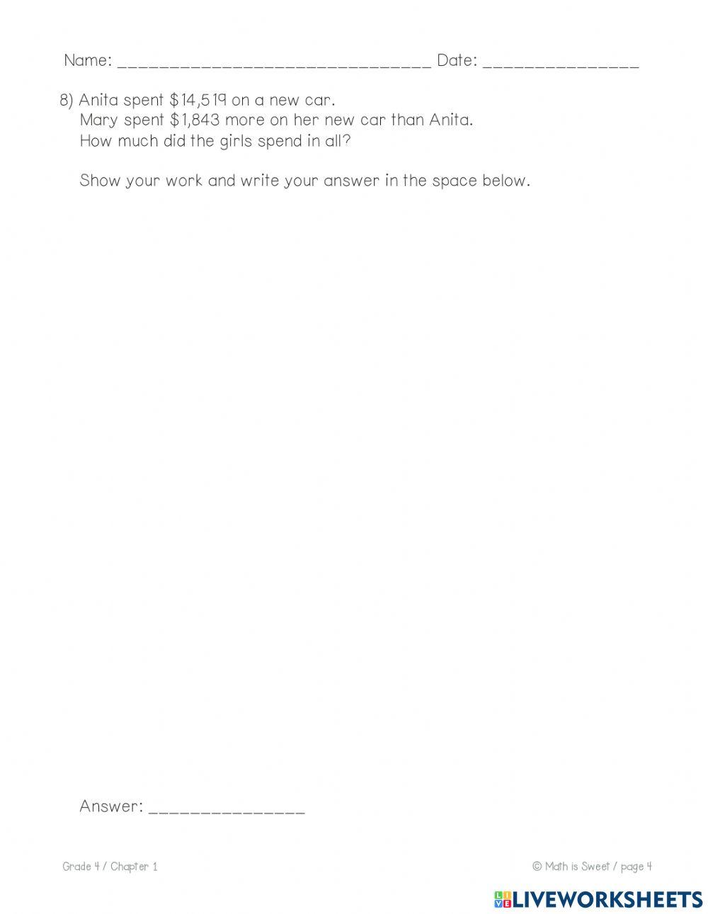 Math Grade 4 Chapter 1 2796264 | Dana M Williams | Live