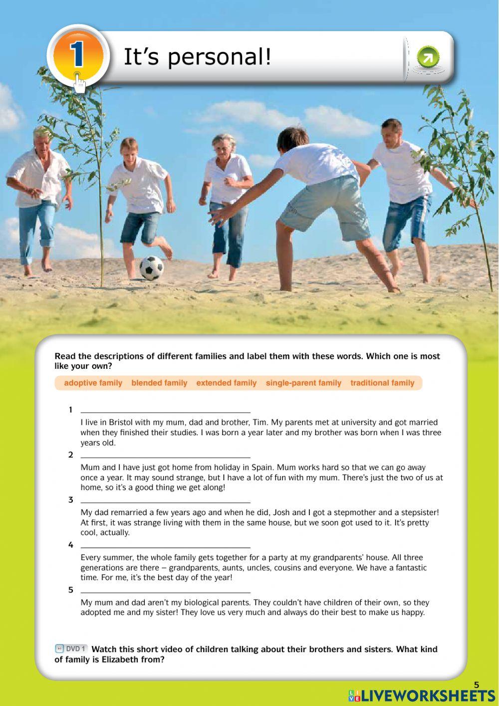 ENGLISH DOWNLOAD B1+ TOPIC 1 : IT'S PERSONAL! online exercise for ...