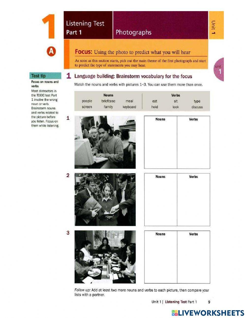 Tatics toeic worksheet | Live Worksheets