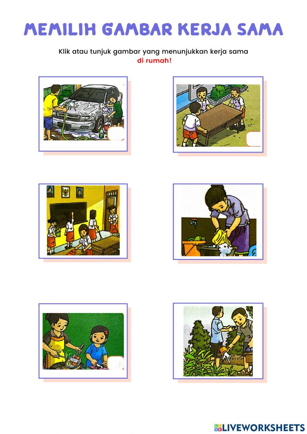 Contoh Kerja Sama di Rumah worksheet | Live Worksheets