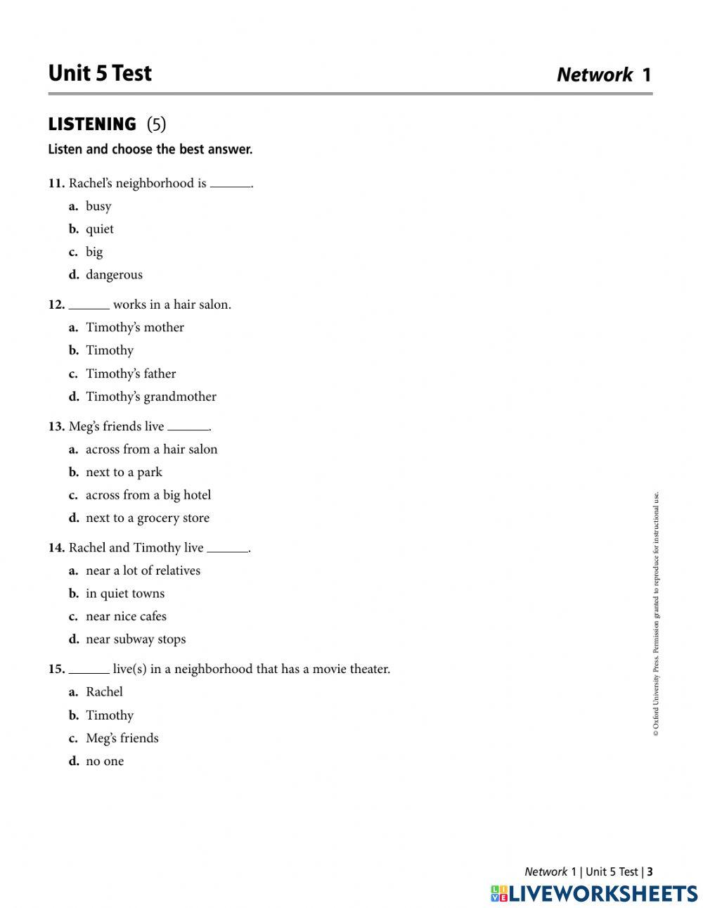 Network Unit 5 online exercise for | Live Worksheets