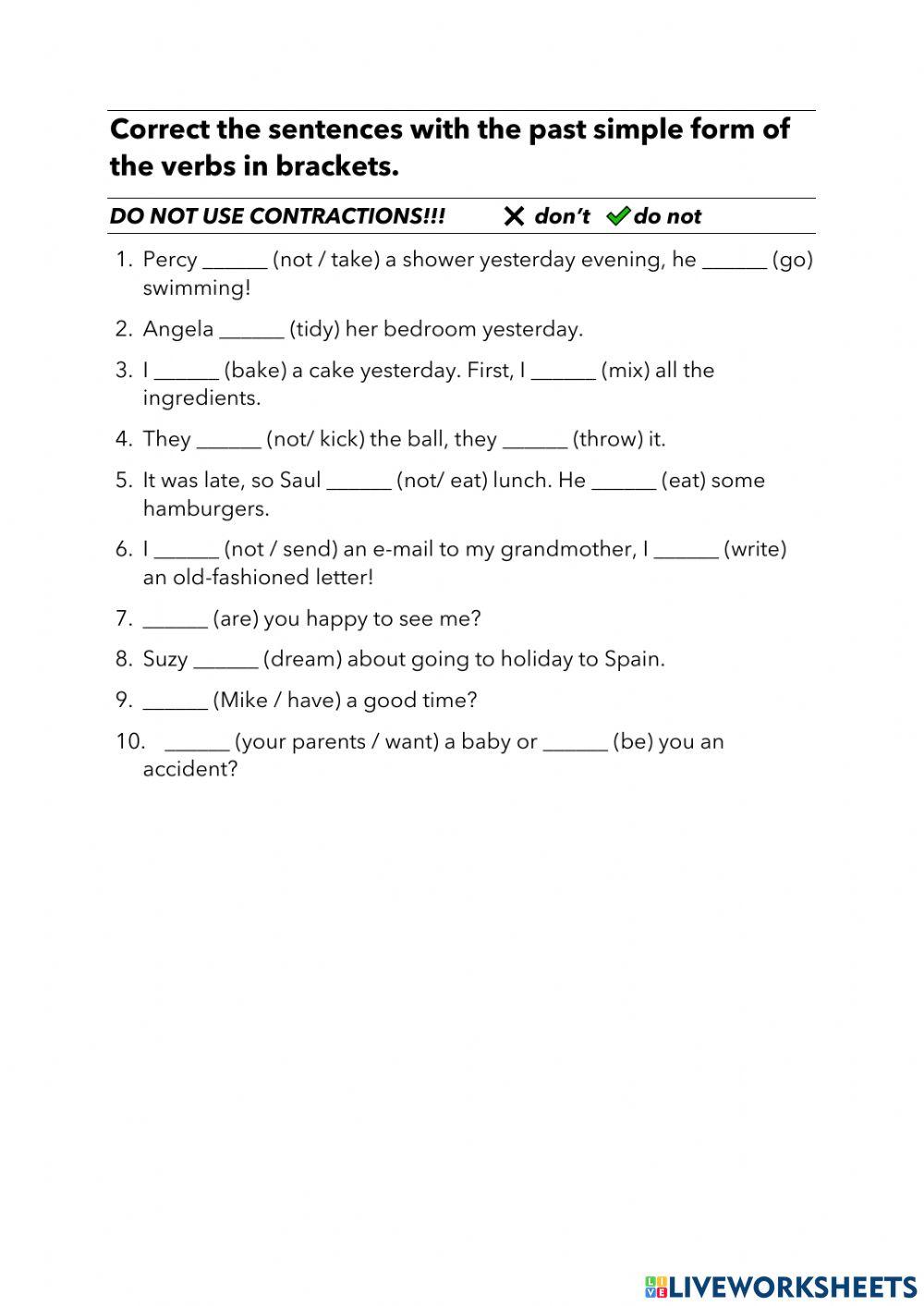 Sol. Elem. 7D Past Simple worksheet | Live Worksheets