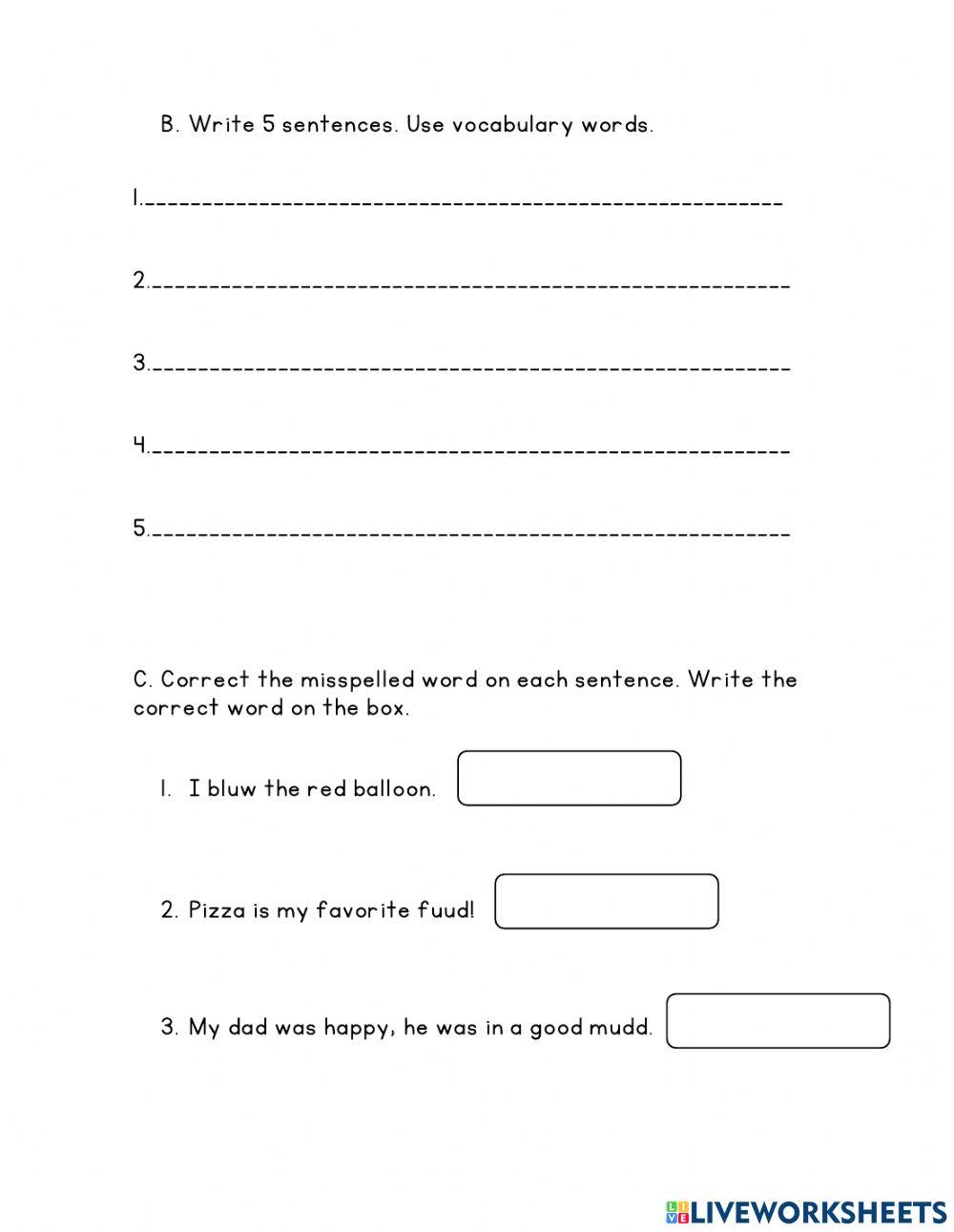 Spelling Evaluation 3rd Bimester worksheet | Live Worksheets