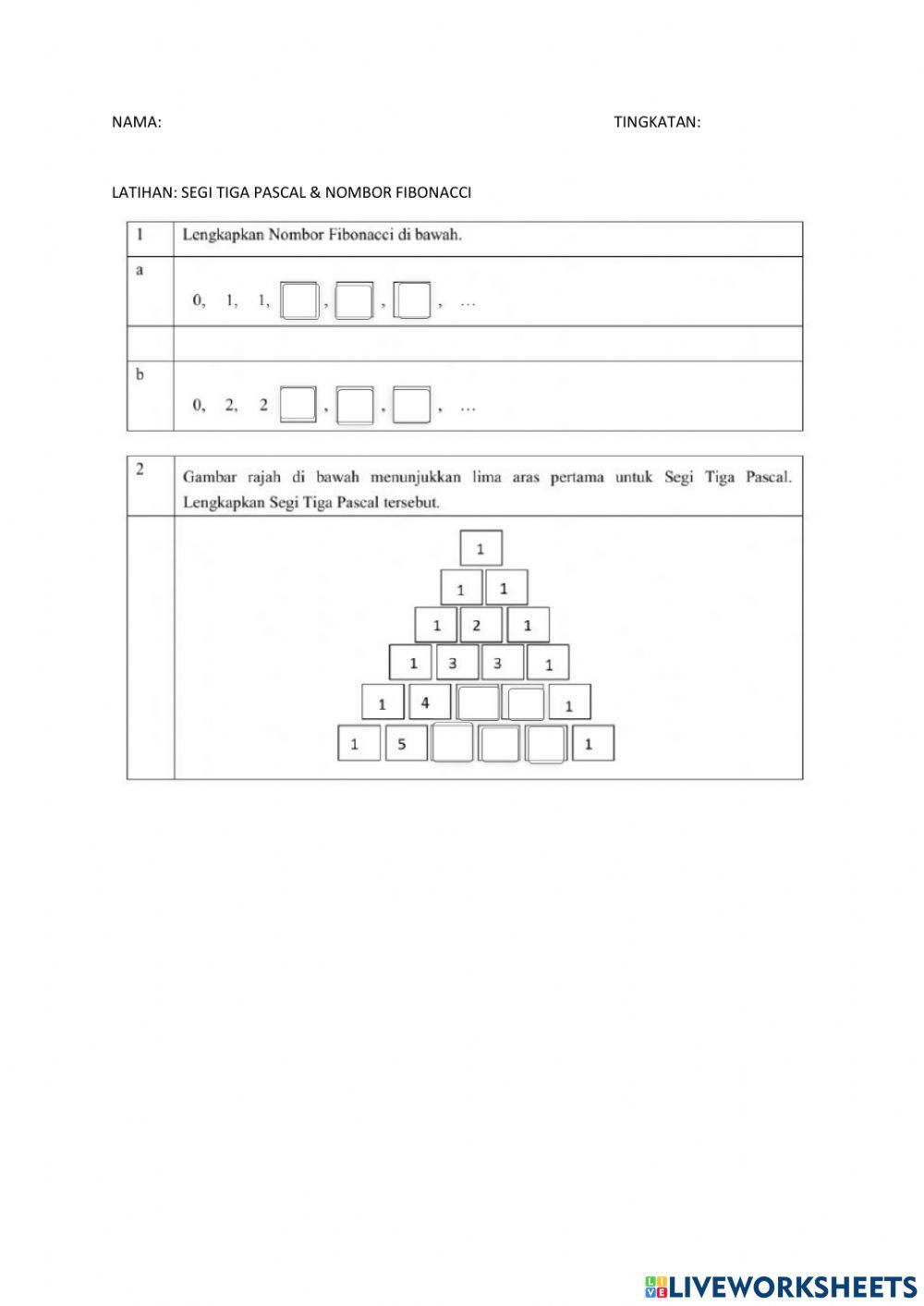 SEGI TIGA PASCAL - NOMBOR FIBONACCI 2143 | nieydamisnan