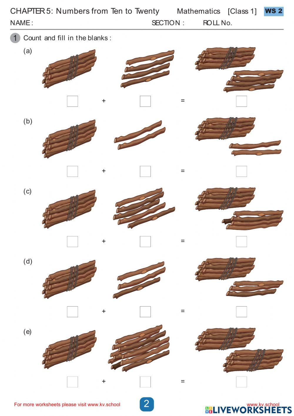 Numbers from 10 to 20 online worksheet | Live Worksheets
