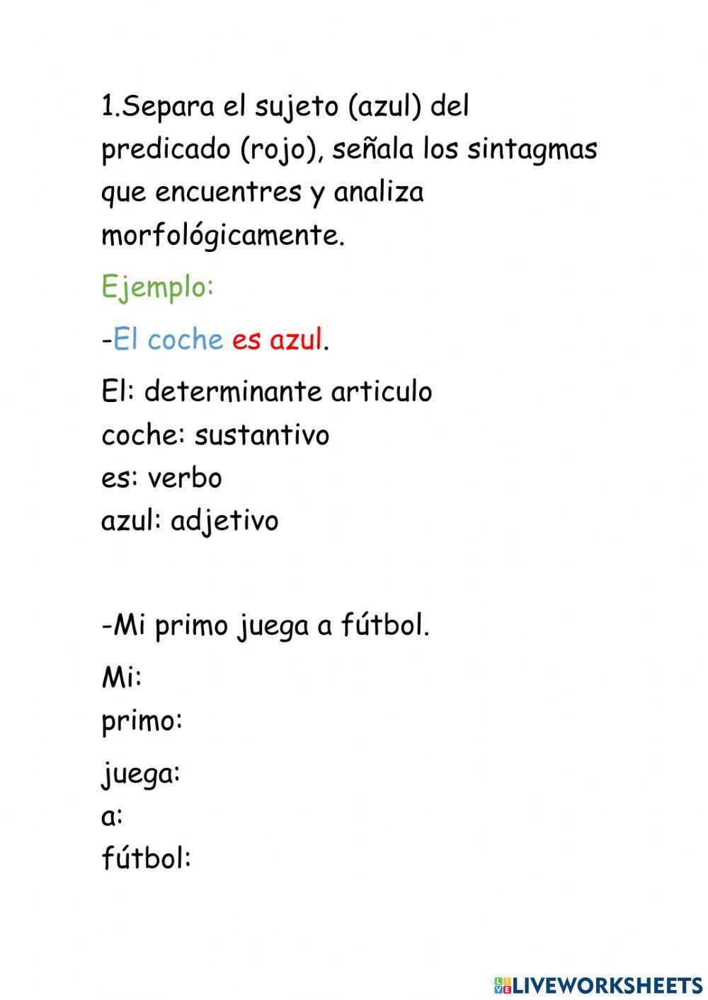 Analisis morfosintactico online activity | Live Worksheets