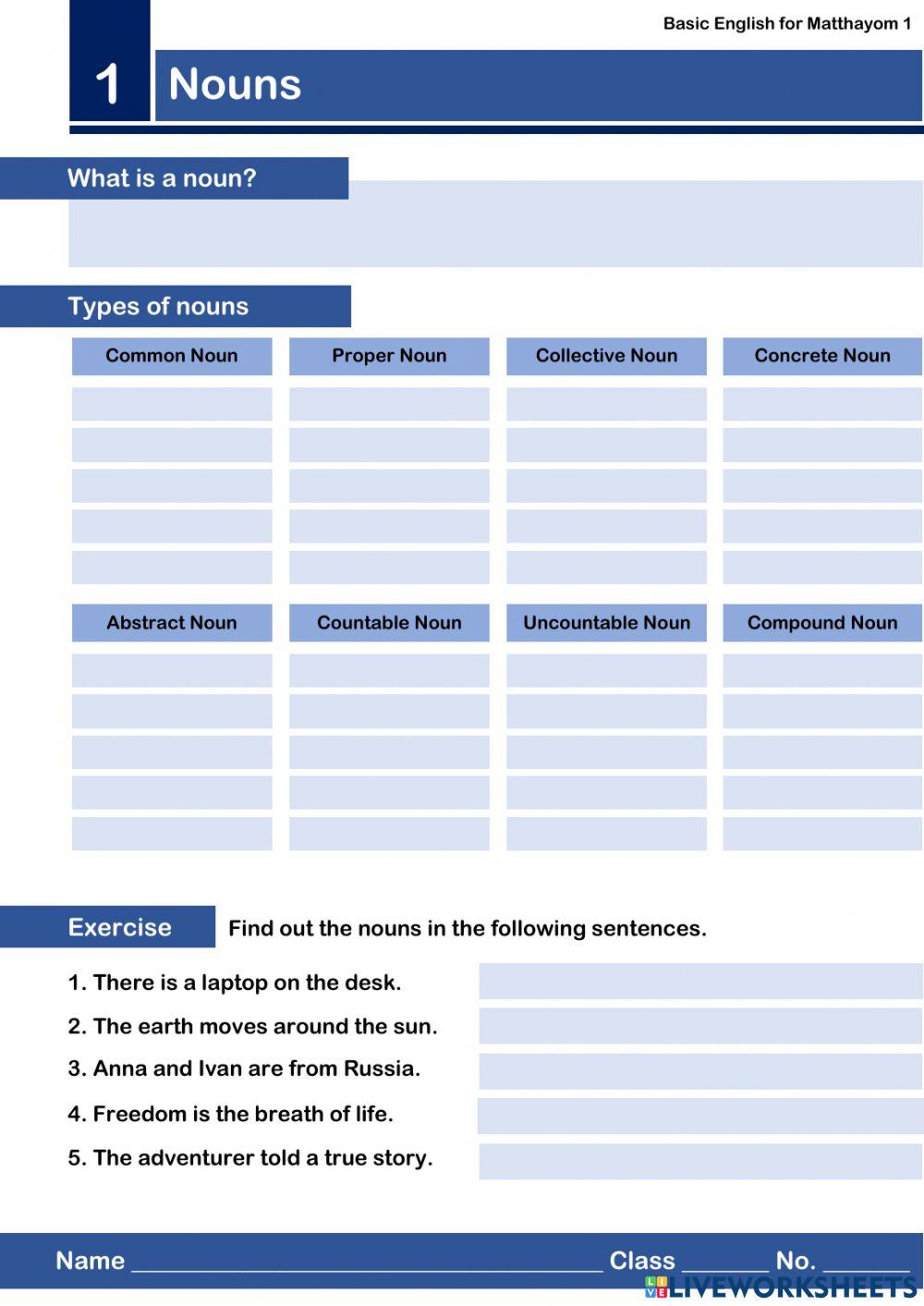 Nouns online exercise for | Live Worksheets