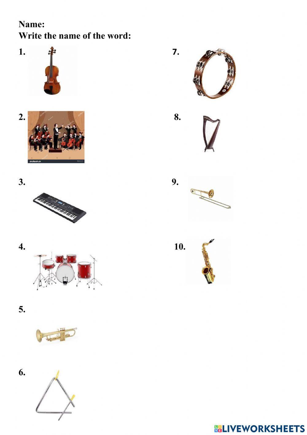 Musical Instrum… | Free Interactive Worksheets | 1953071