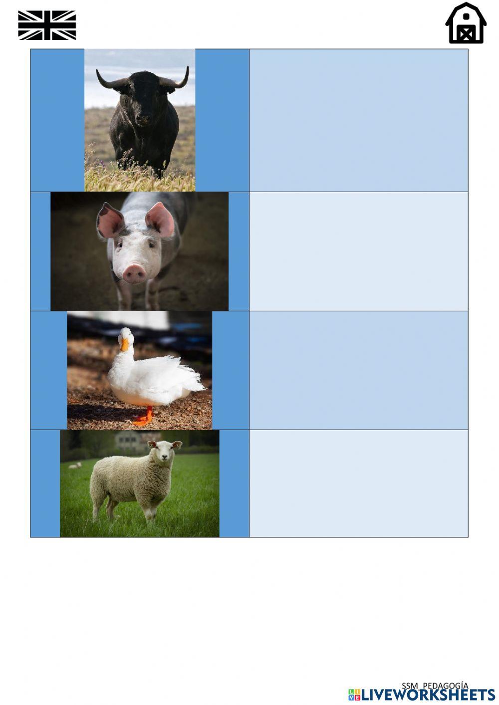 FARM ANIMALS - Tarea 3 worksheet | Live Worksheets