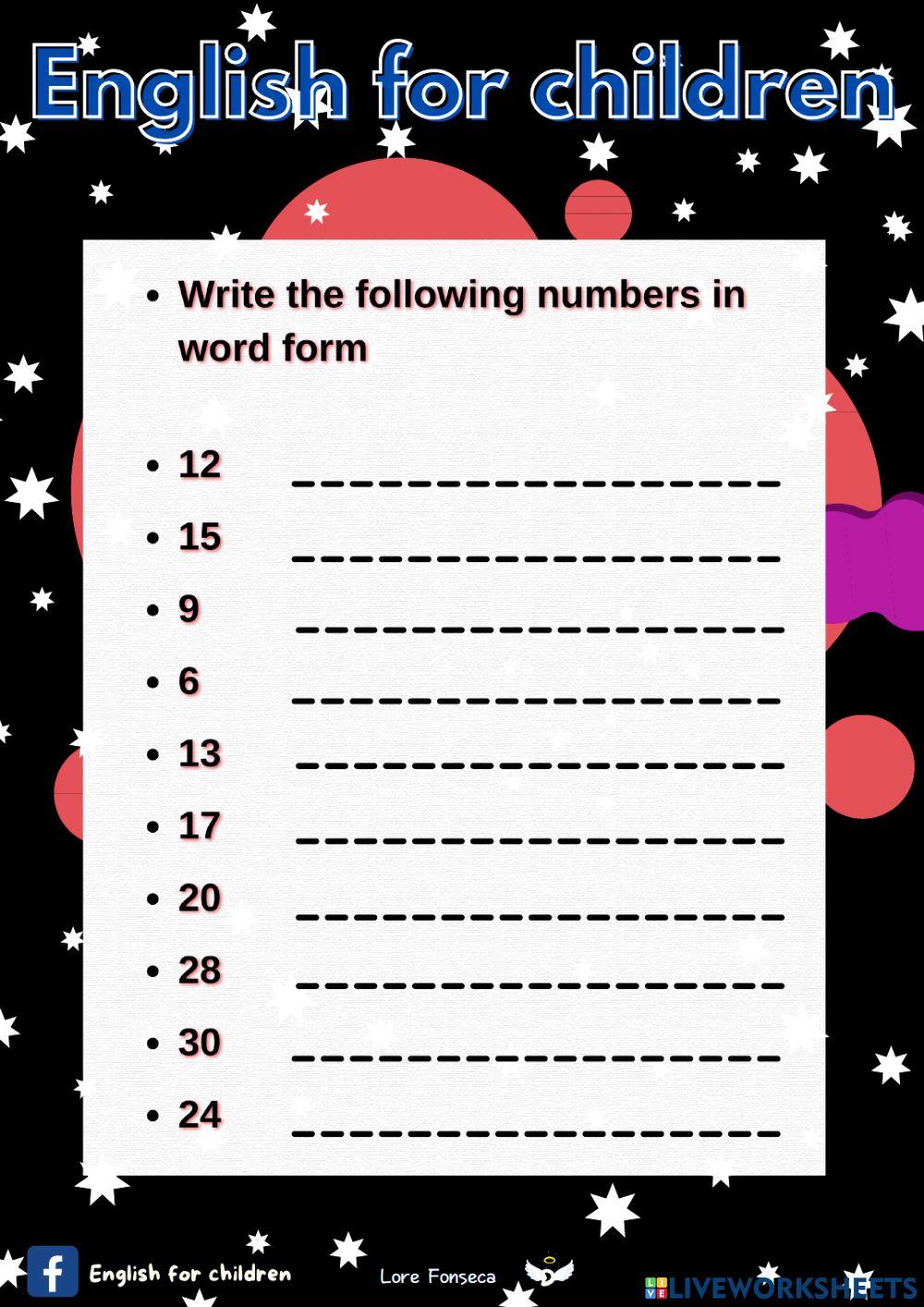 Numbers EFC | Live Worksheets