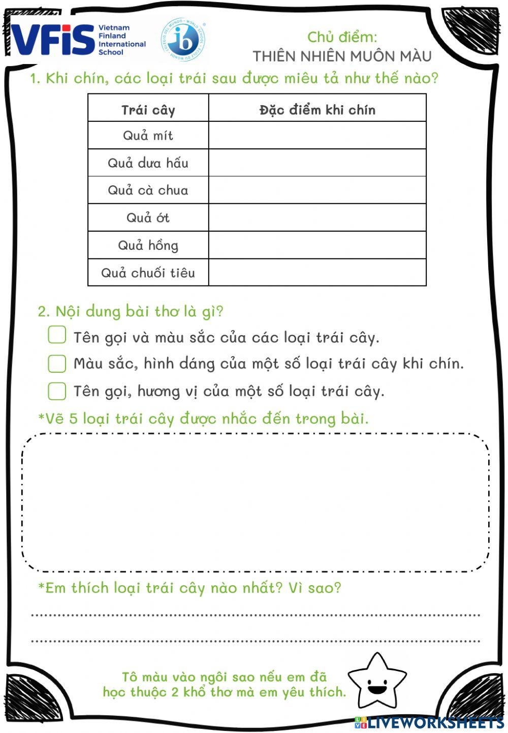 Vietnamese Week 25- Đọc 1 worksheet | Live Worksheets