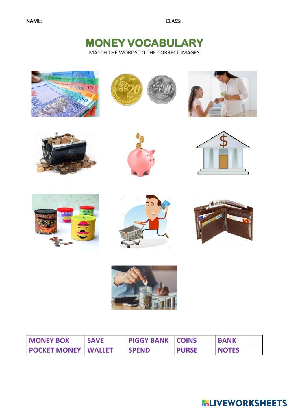 Money Vocabulary 2798400 | fyqa | Live Worksheets