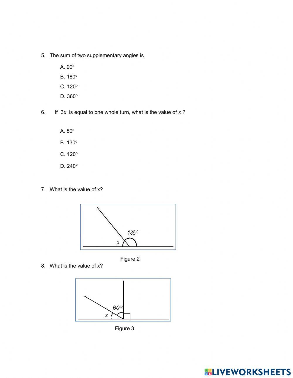 Tutorial 4.1 Straight lines and angles online exercise for | Live ...