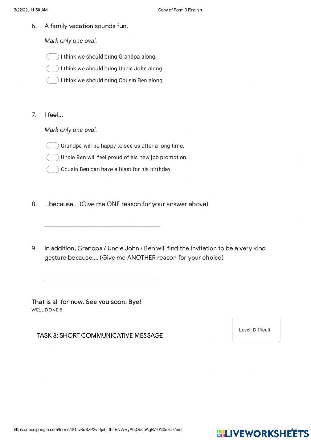 Short Communica… | Free Interactive Worksheets | 1953911