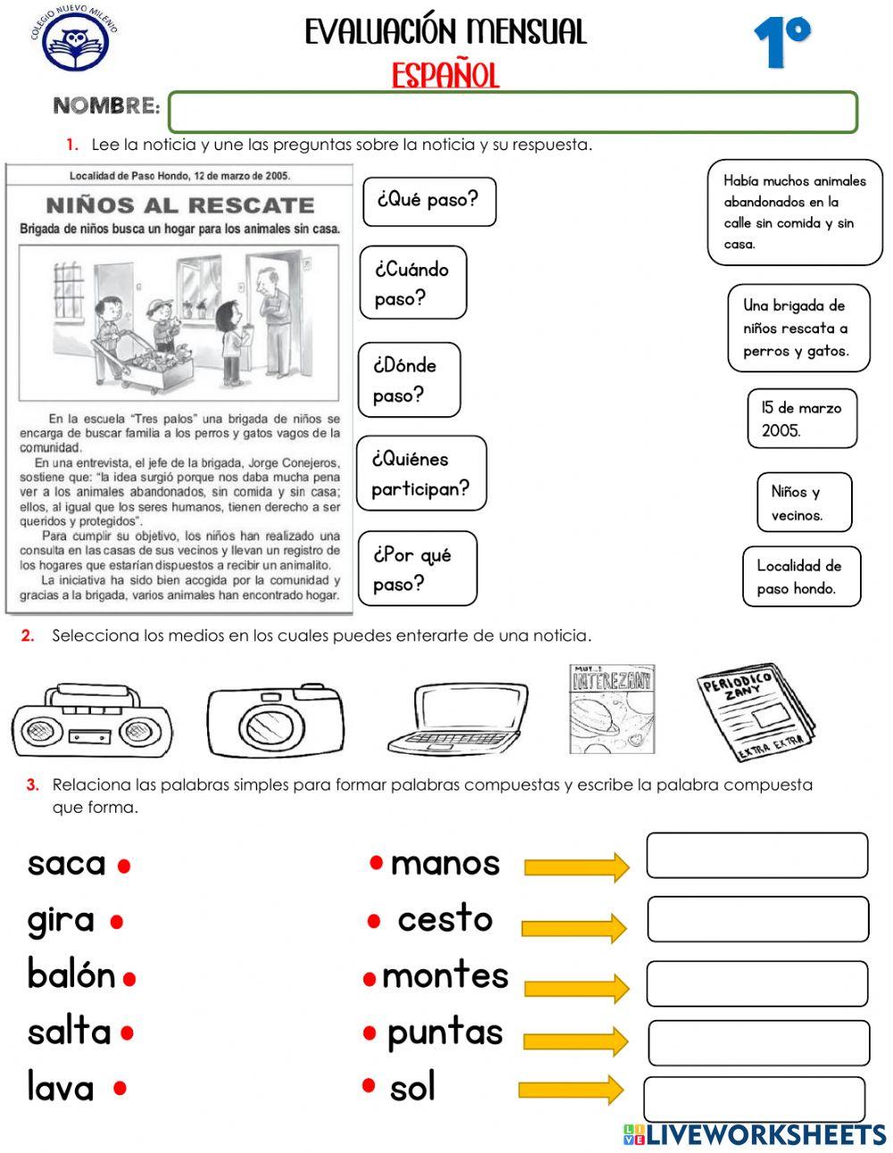 Español 1° worksheet | Live Worksheets