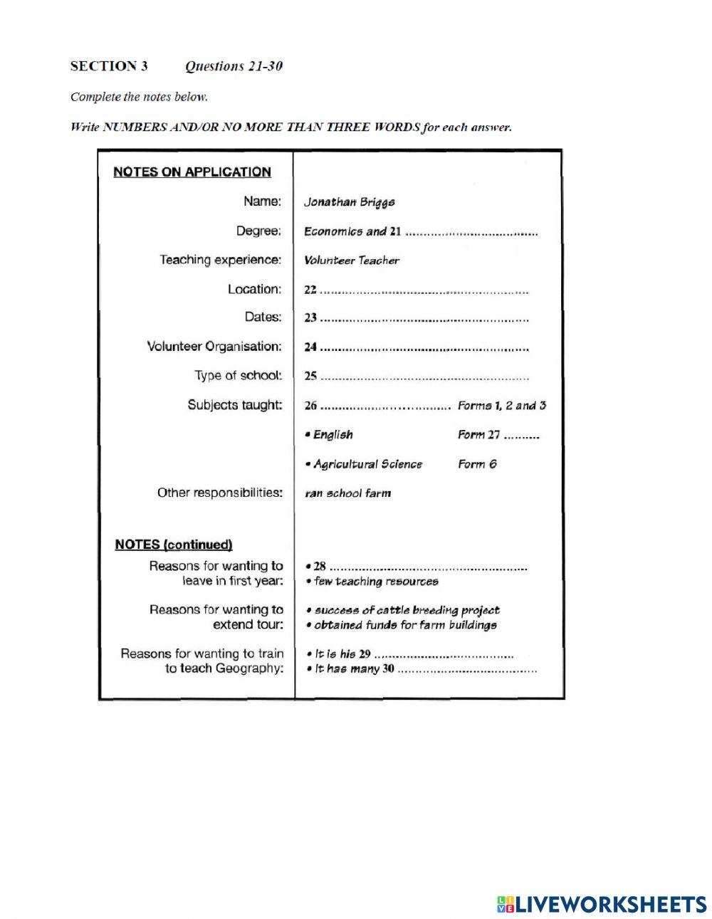 Ielts listening test 1(book 3 part 3) worksheet | Live Worksheets
