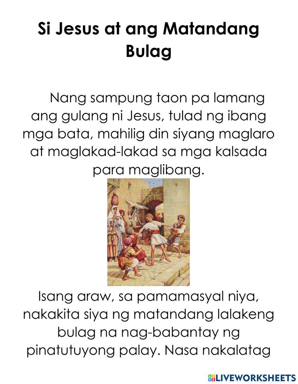 Si Jesus at ang Matandang Bulag worksheet | Live Worksheets