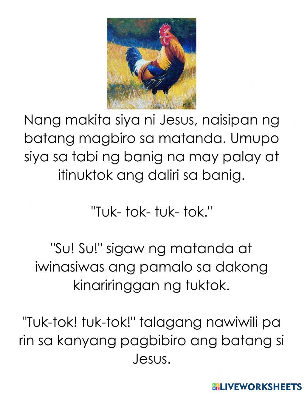Si Jesus at ang Matandang Bulag worksheet | Live Worksheets