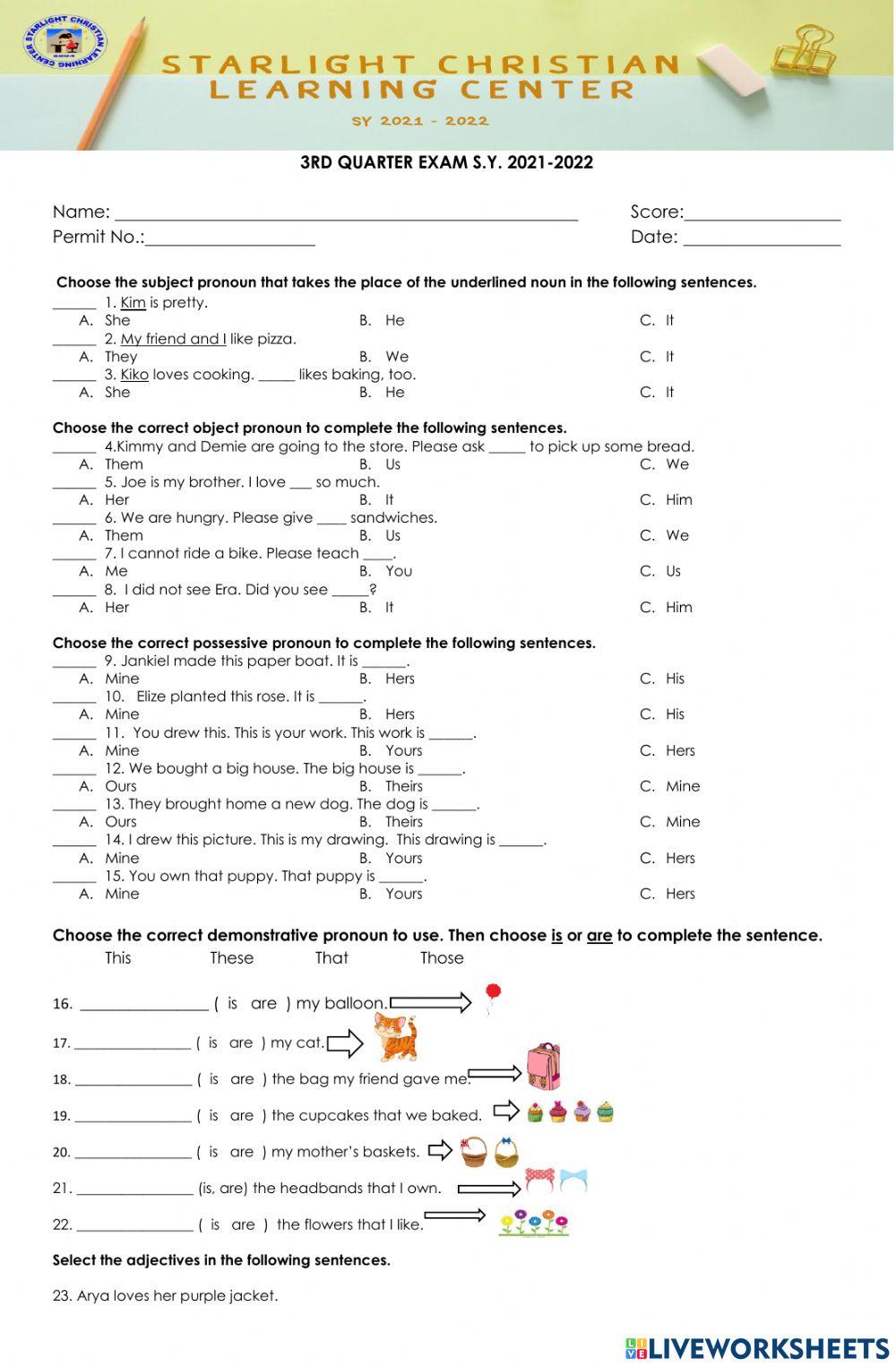 LANGUAGE 1 online exercise for | Live Worksheets