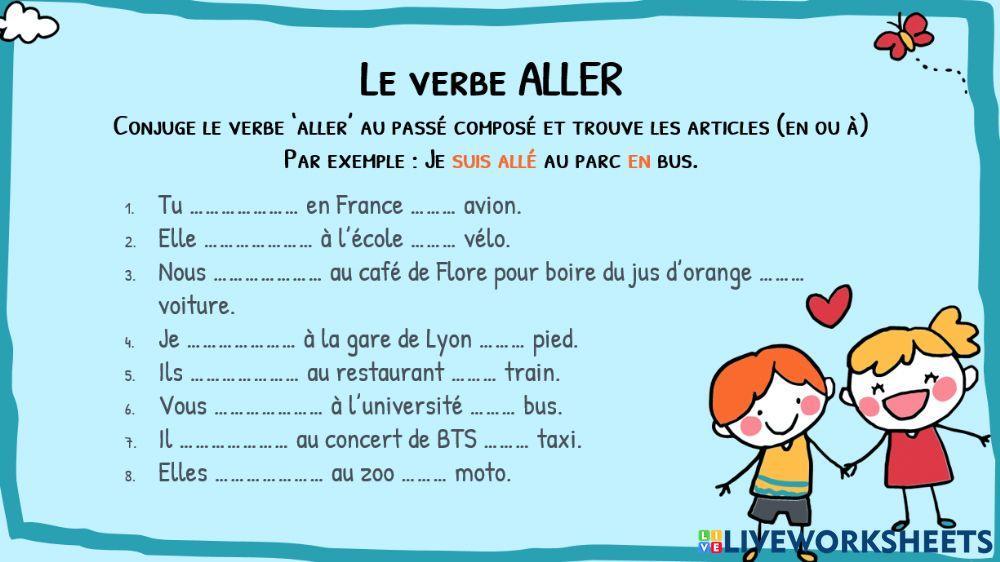 Verbe ALLER au … | Free Interactive Worksheets | 1954484
