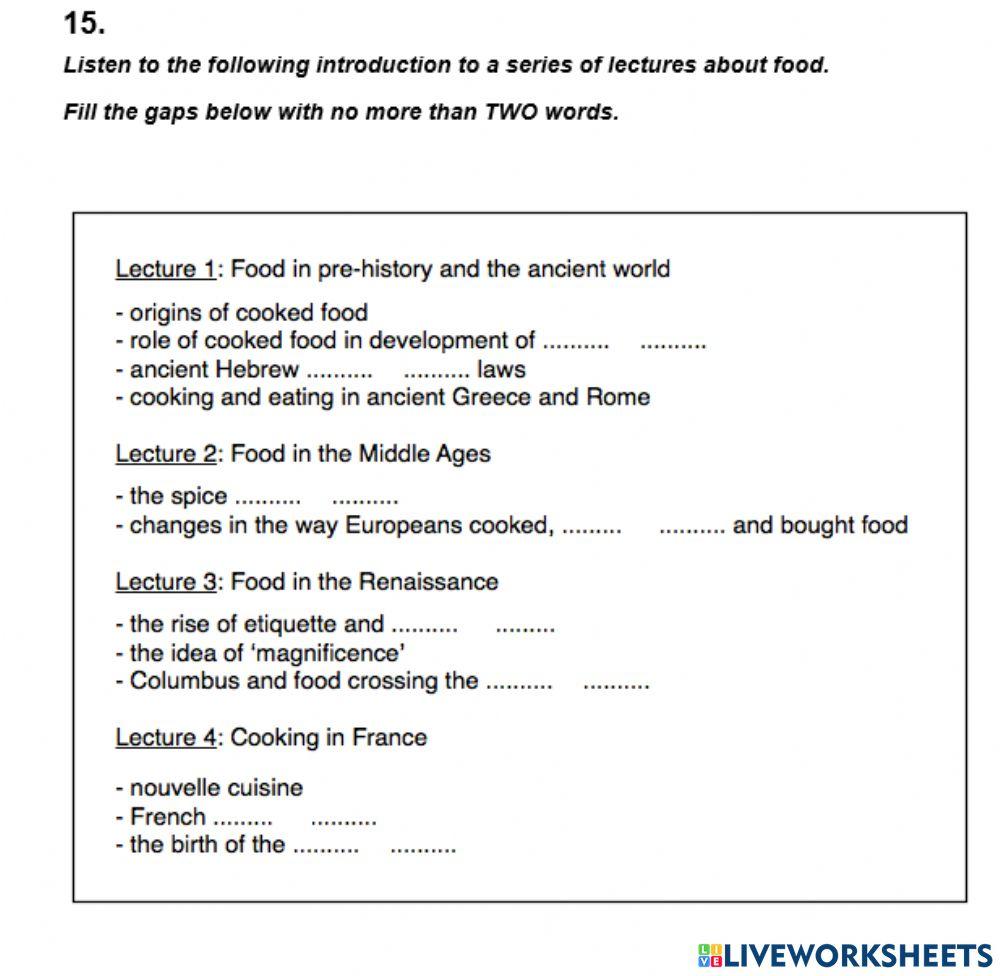 IELTS Listening Practice Exercise 15 worksheet | Live Worksheets