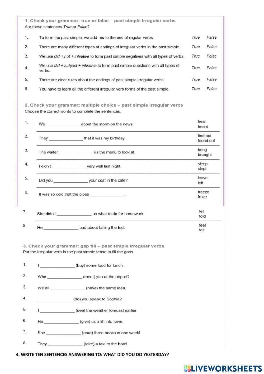 Past Simple | Free Interactive Worksheets | 6853993