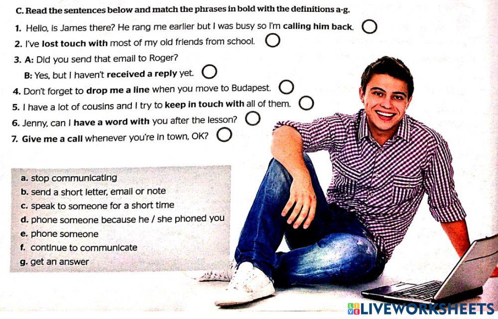 Unit 1 Let's Chat 1a Vocabulary C online exercise for | Live Worksheets