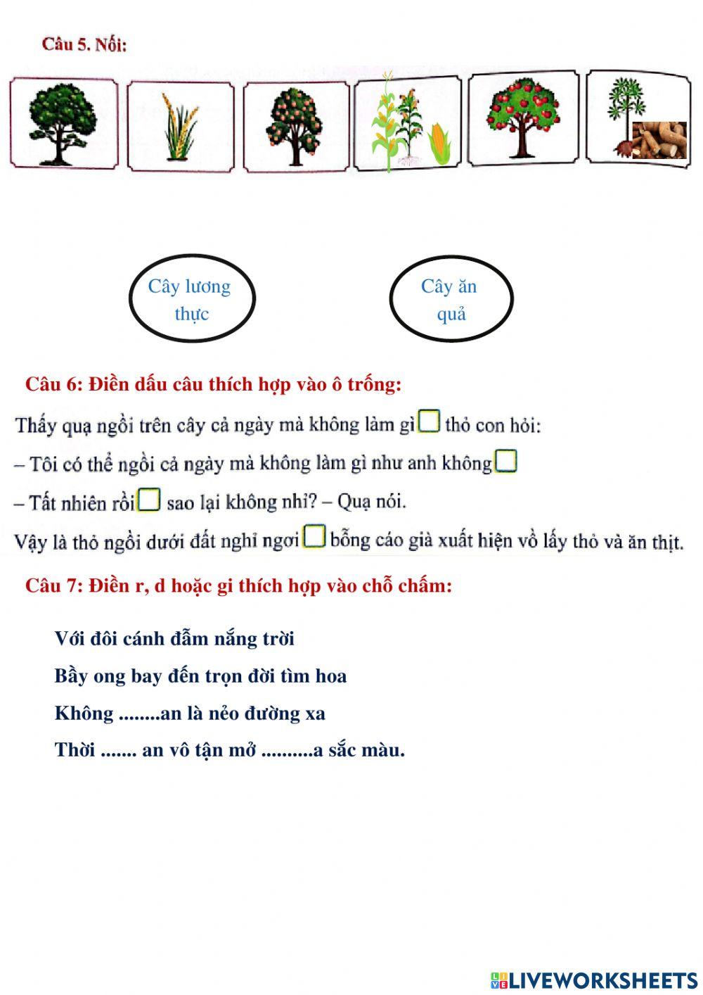 Bai tap online exercise for 2 | Live Worksheets