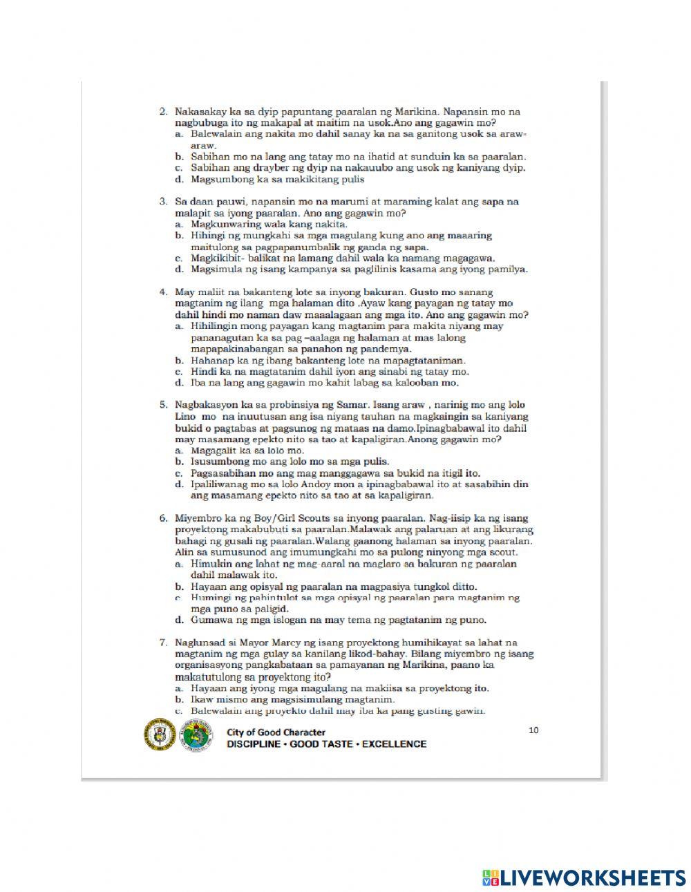 EsP Module 6 for 3rd Quarter online exercise for | Live Worksheets