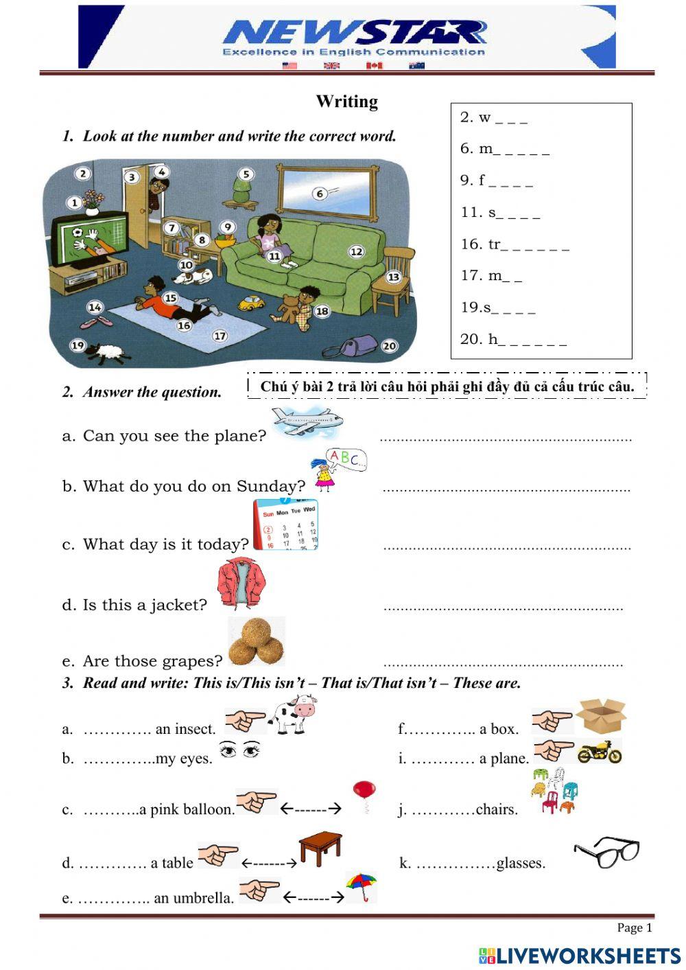 HW L10.Writing.G2 worksheet | Live Worksheets