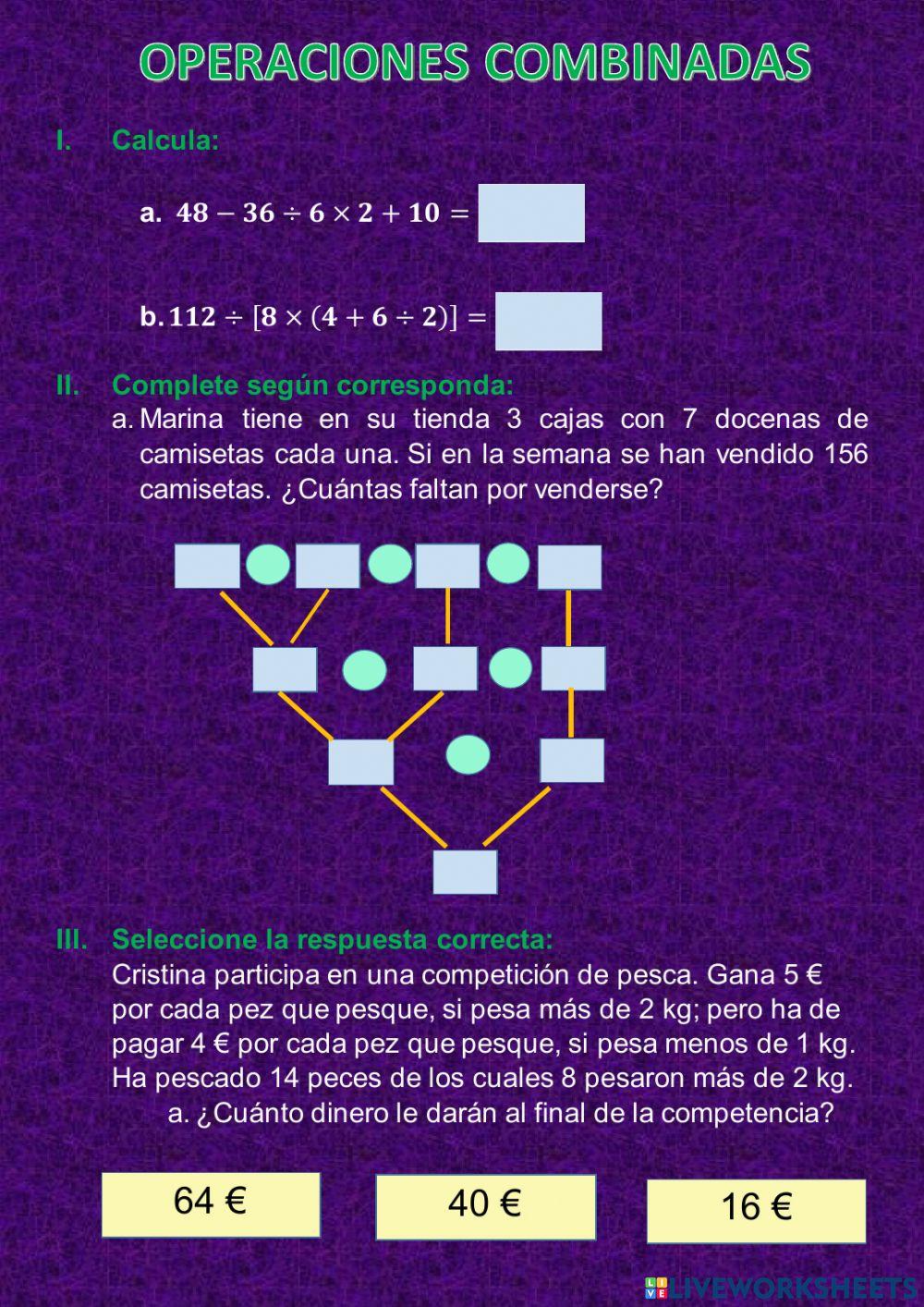 Operaciones combinadas online exercise for SEXTO DE PRIMARIA | Live ...