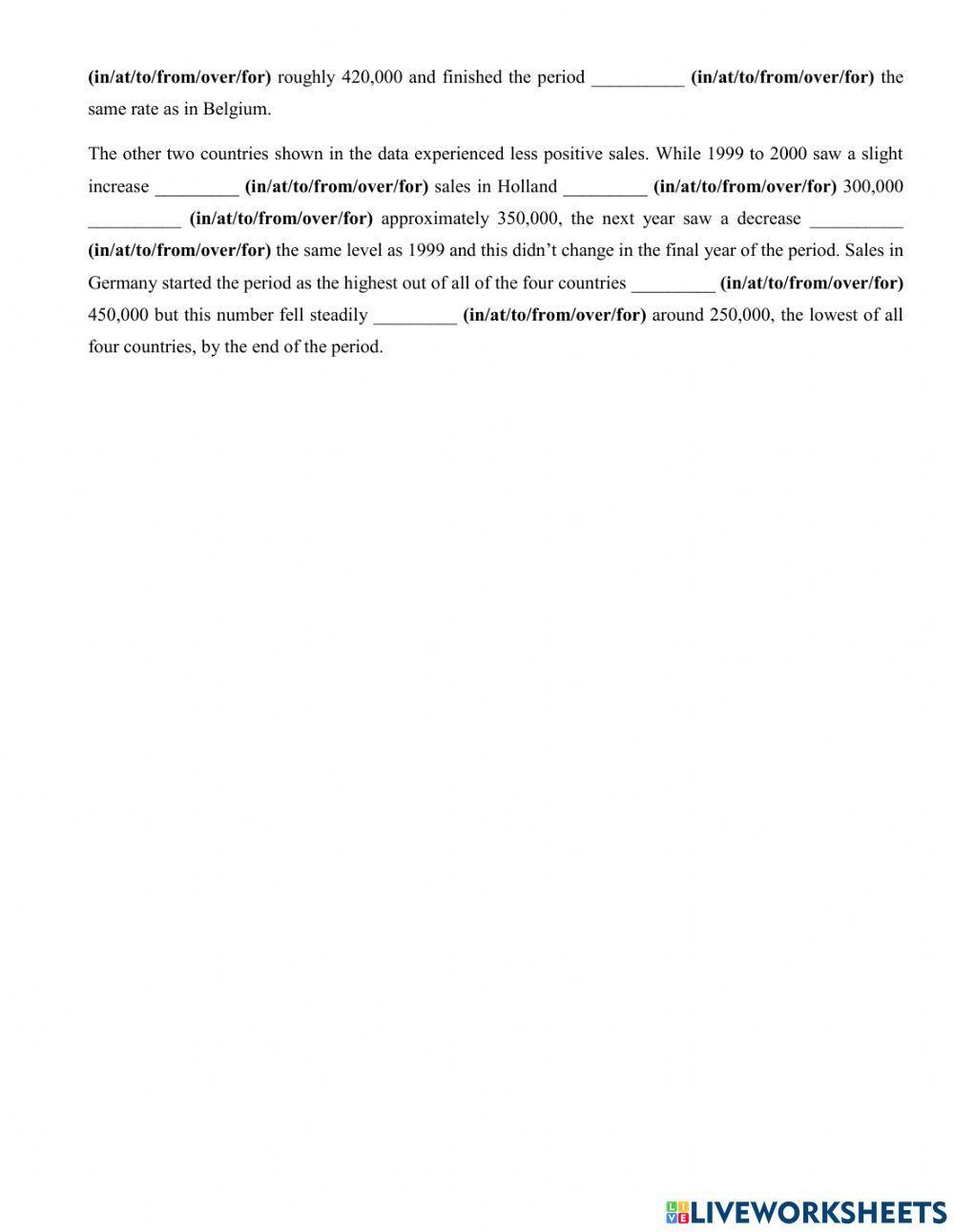 Participle clause - Prepositions with data worksheet | Live Worksheets