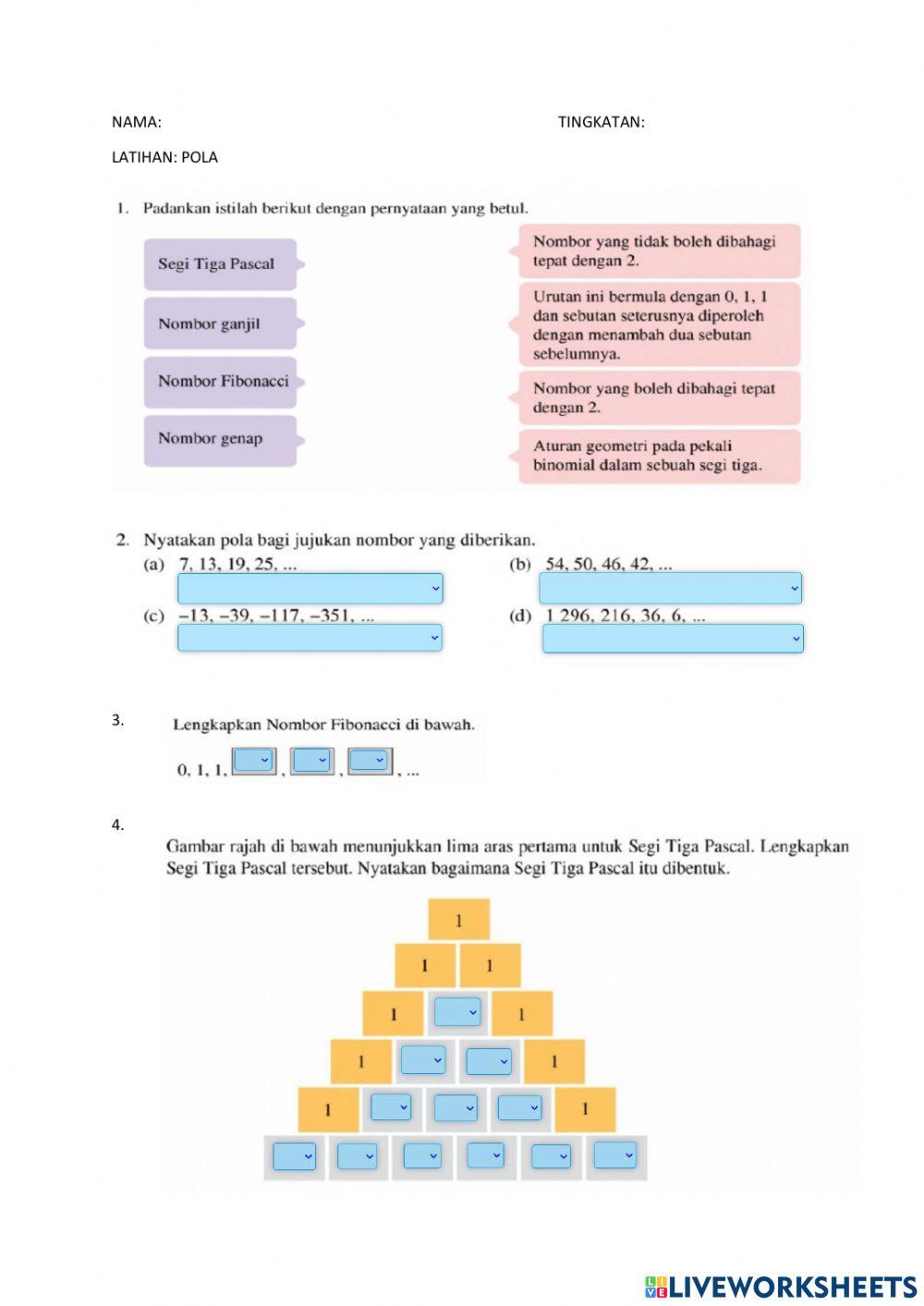LATIHAN POLA online exercise for | Live Worksheets