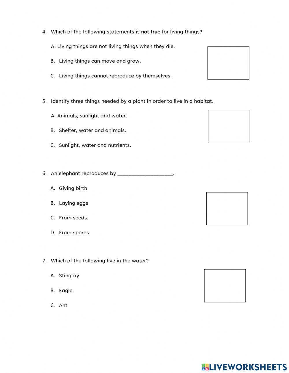 SBA1: SCIENCE YEAR 4 2022 online exercise for | Live Worksheets