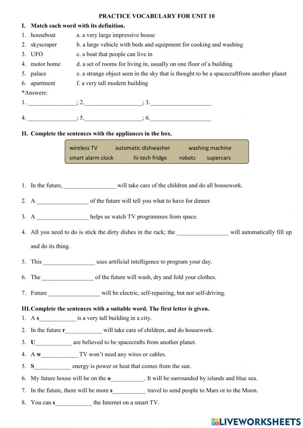 E6-u10-vocabulary 1956189 | huyenthuanthutri | Live