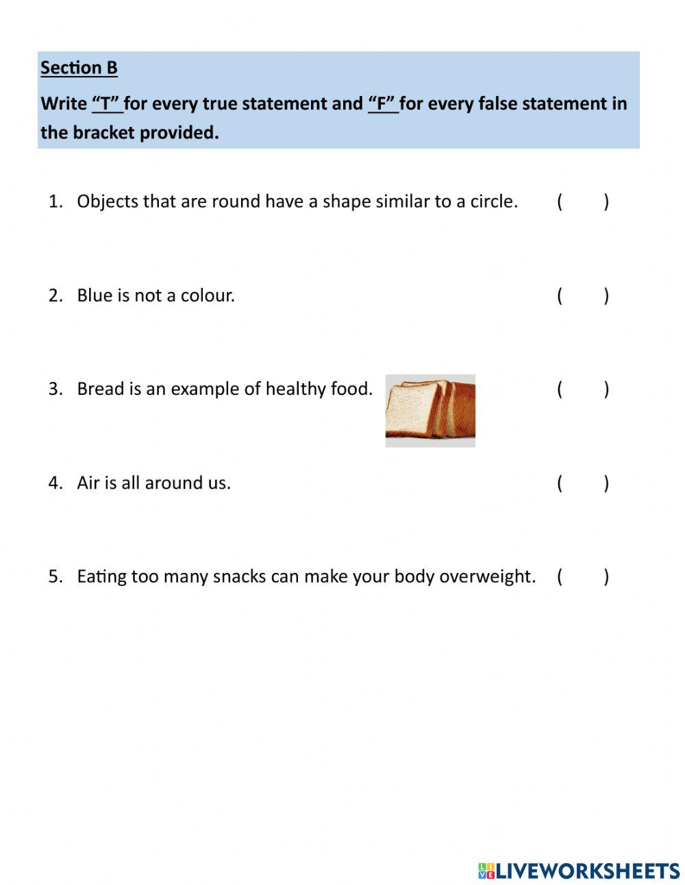 Test online exercise for year 2 | Live Worksheets