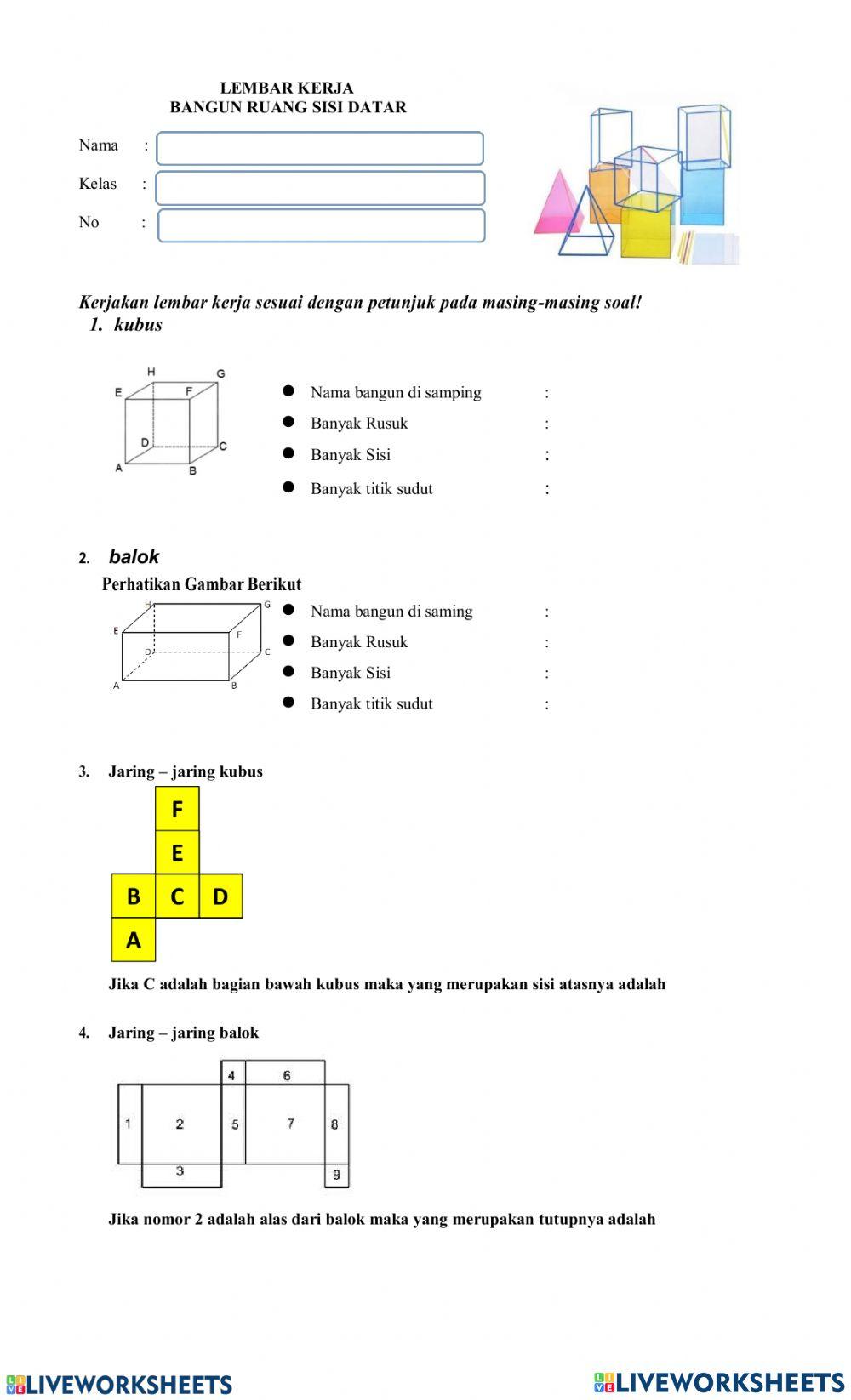 Bangun ruang | Free Interactive Worksheets | 1956396