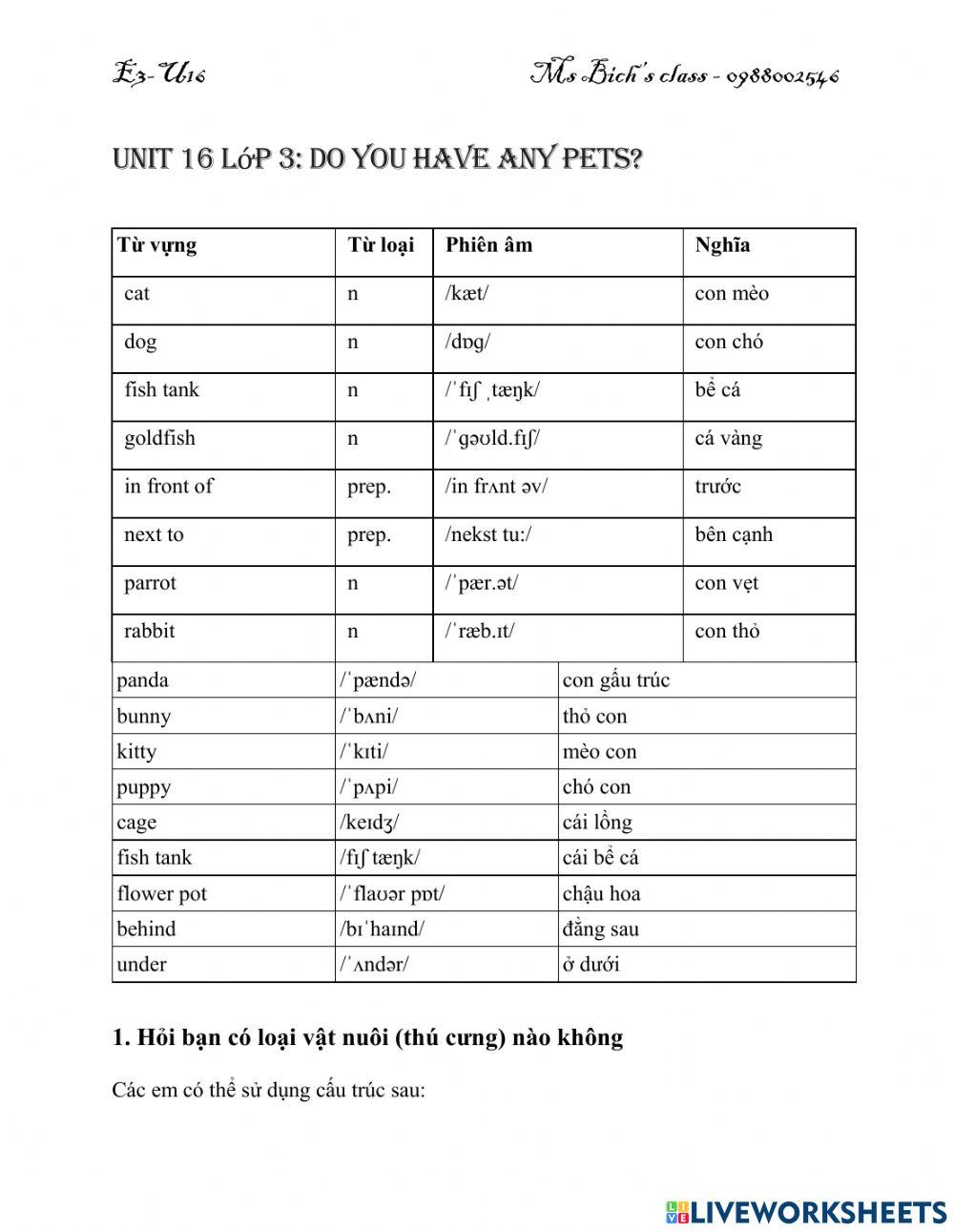 E3-u16 worksheet | Live Worksheets