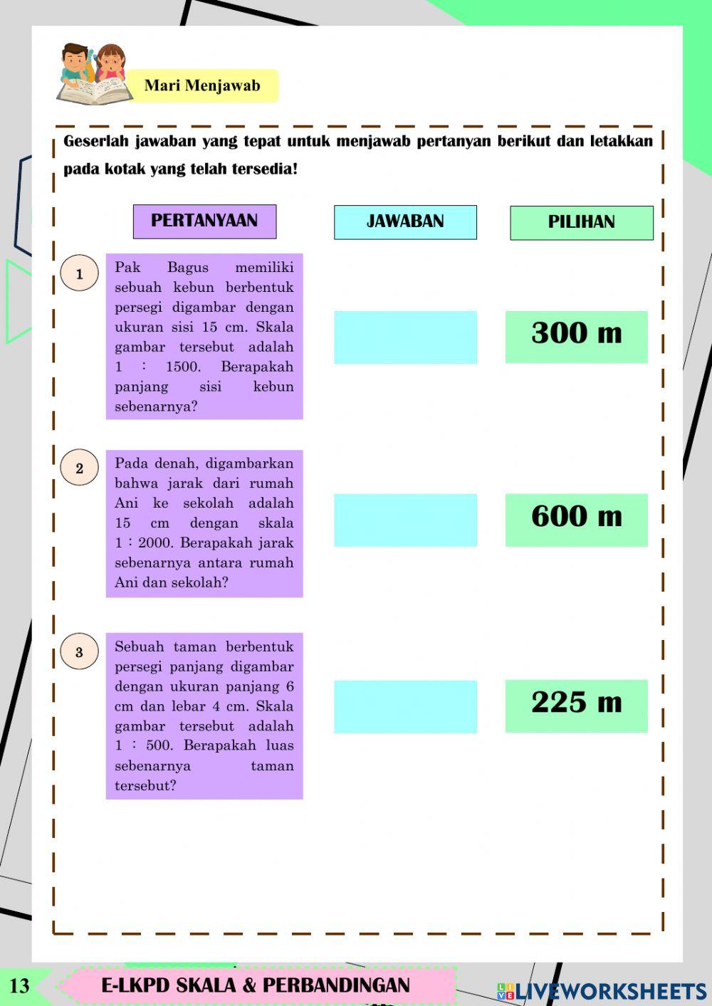 Skala dan Perba… | Free Interactive Worksheets | 1996050