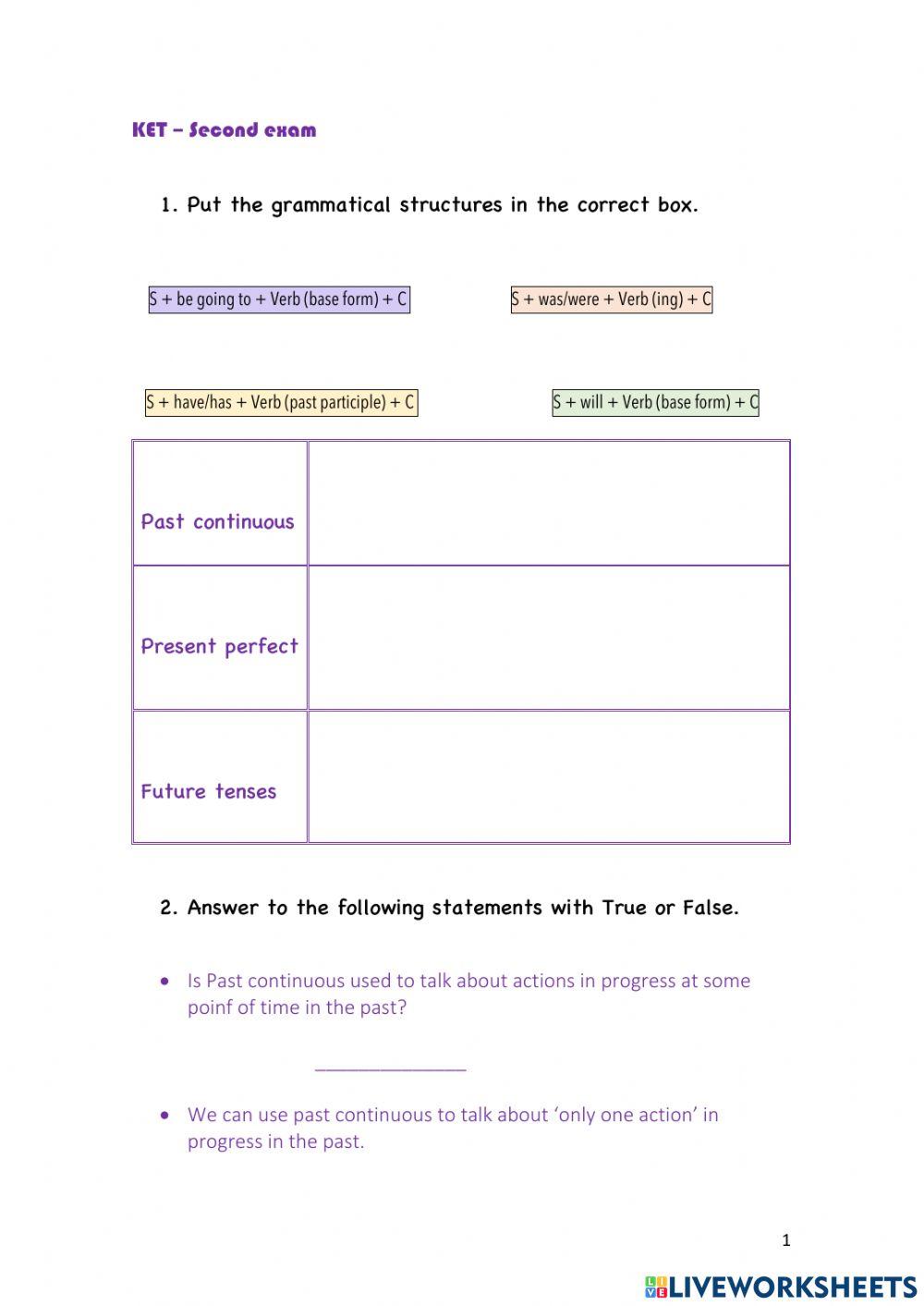 KET 2nd exam worksheet | Live Worksheets