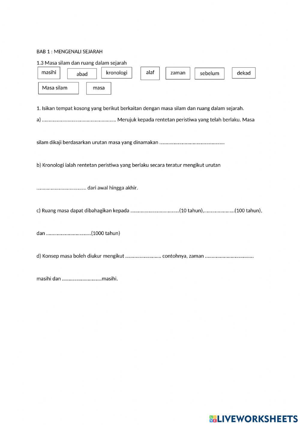Masa silam 1956782 | zalehamarhani | Live Worksheets