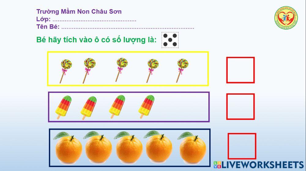 Bai tap 2 activity for mẫu giáo | Live Worksheets
